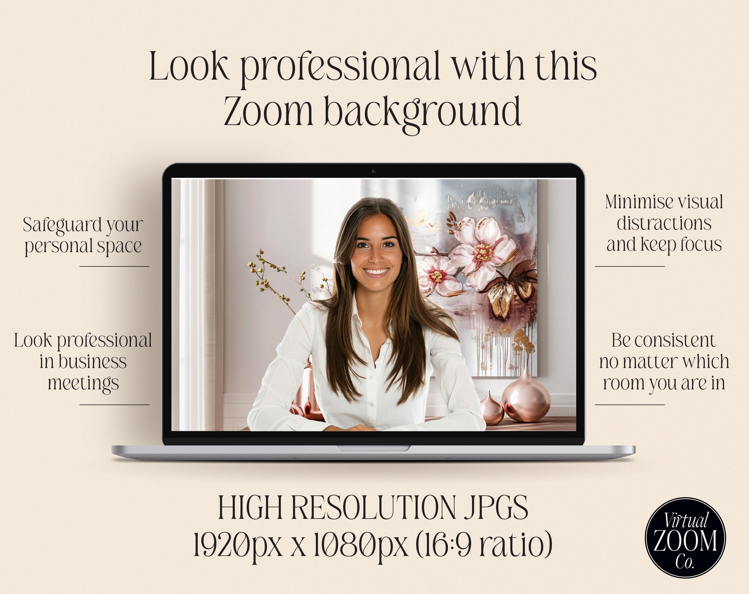 Zoom Background Professional Zoom Background Luxury Home Rose Gold Zoom ...