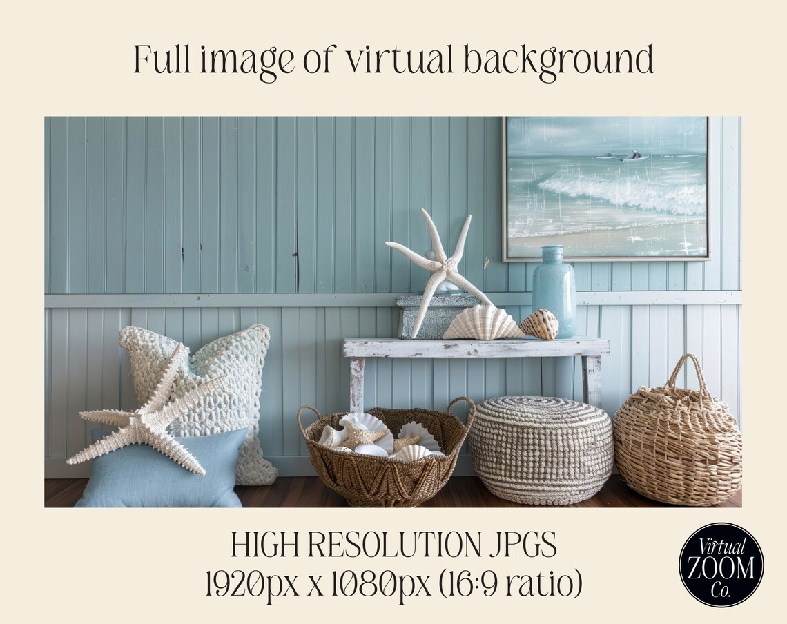Zoom Background Coastal Hamptons Beach Zoom Summer Beach Home Virtual ...