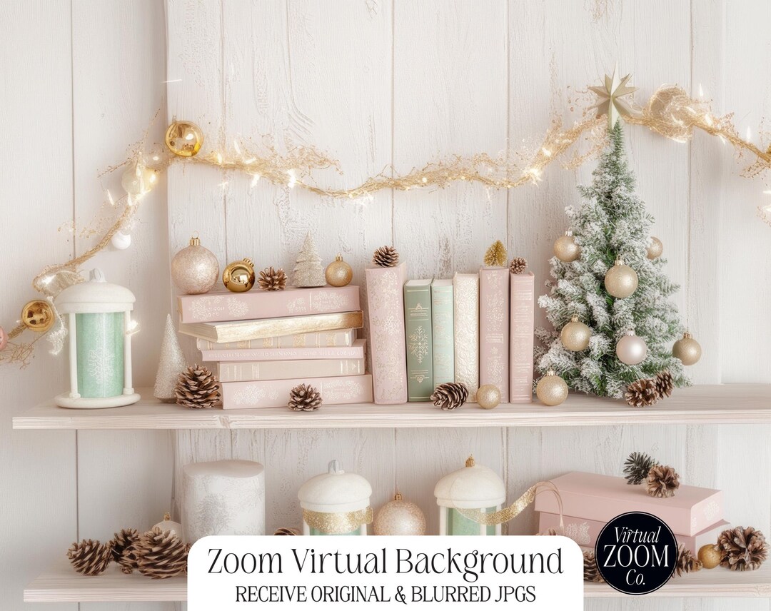 Zoom Background Christmas Background Pink Christmas Shelving Background ...