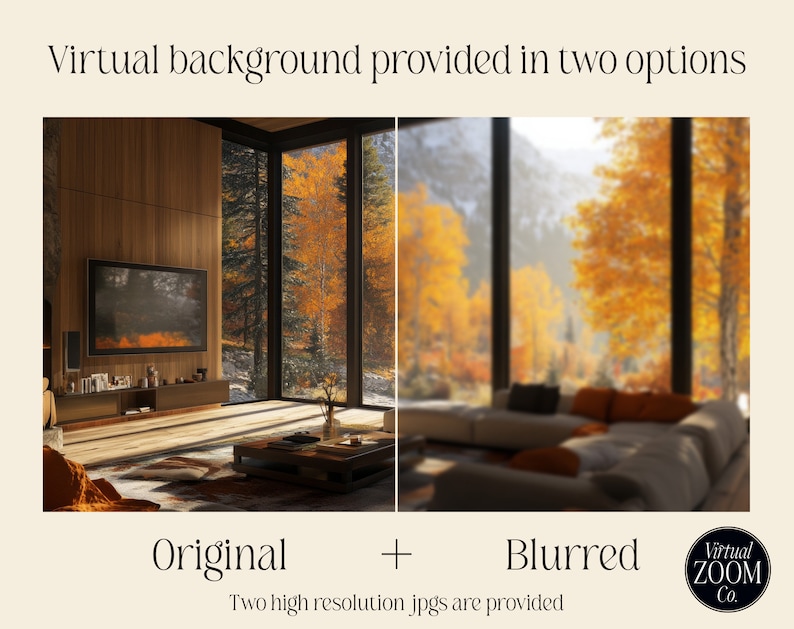 Zoom Background Rustic Cabin Virtual Background Fall Trees Backdrop ...