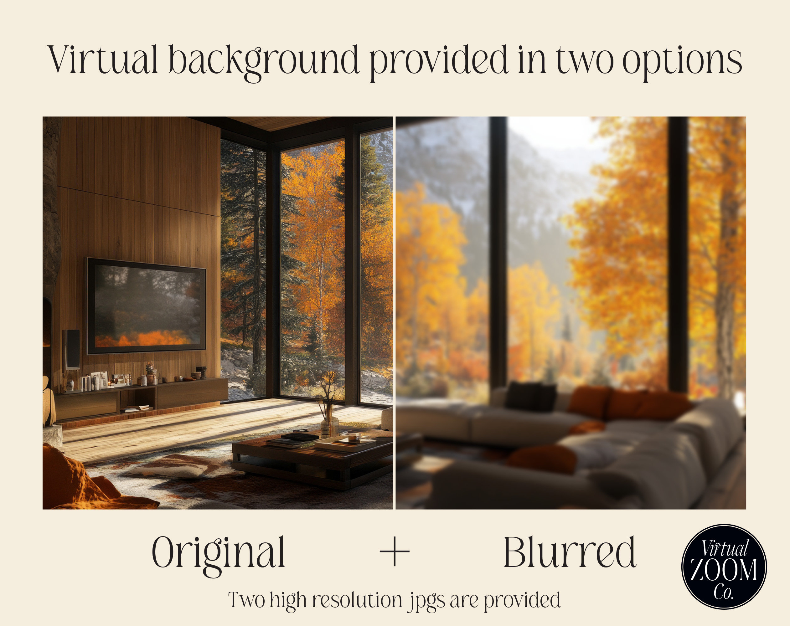 Zoom Background Rustic Cabin Virtual Background Fall Trees Backdrop ...