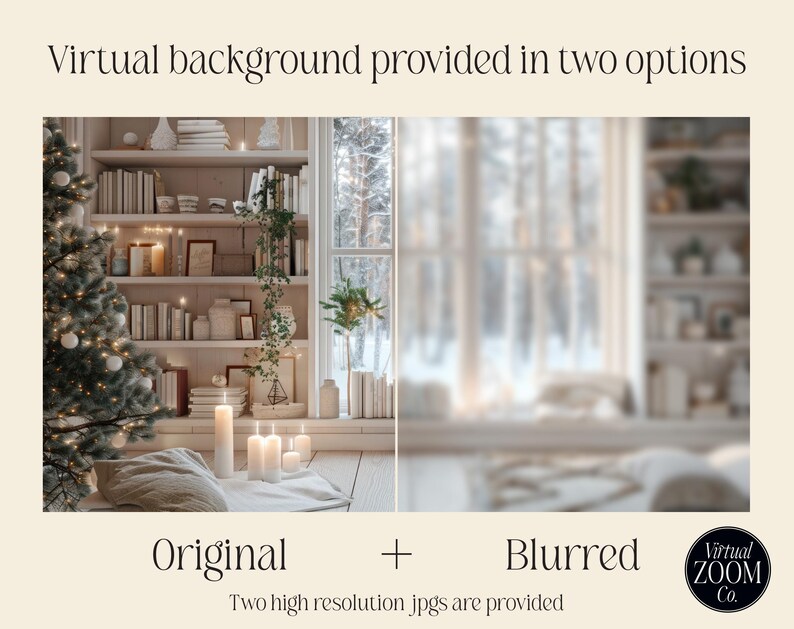 Zoom Background Winter Theme Virtual Bookshelf Background Christmas ...