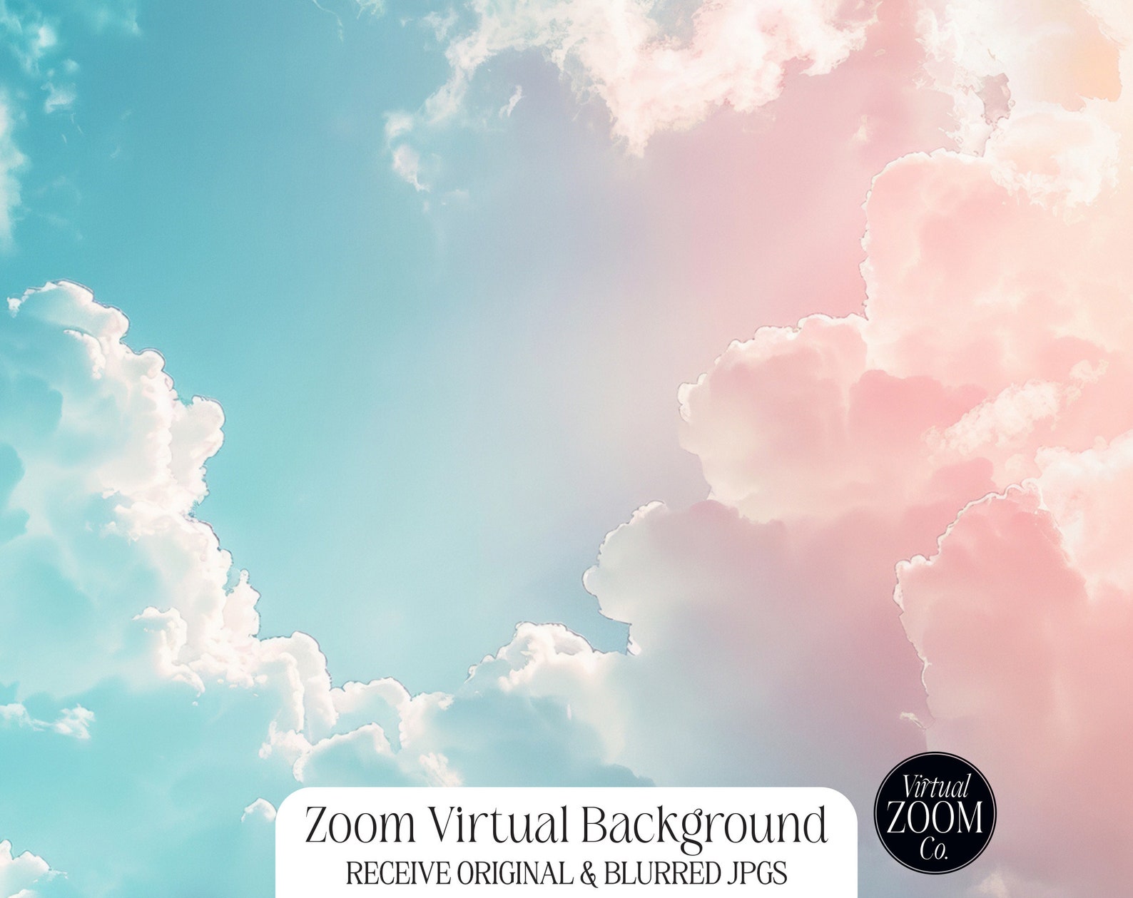 Zoom Background, Pastel Sky Zoom, Colored Clouds, Pink and Teal Clouds ...