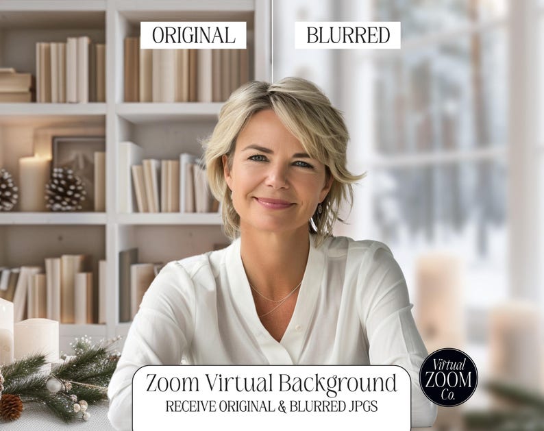 Zoom Background Winter Theme Virtual Bookshelf Background Christmas ...