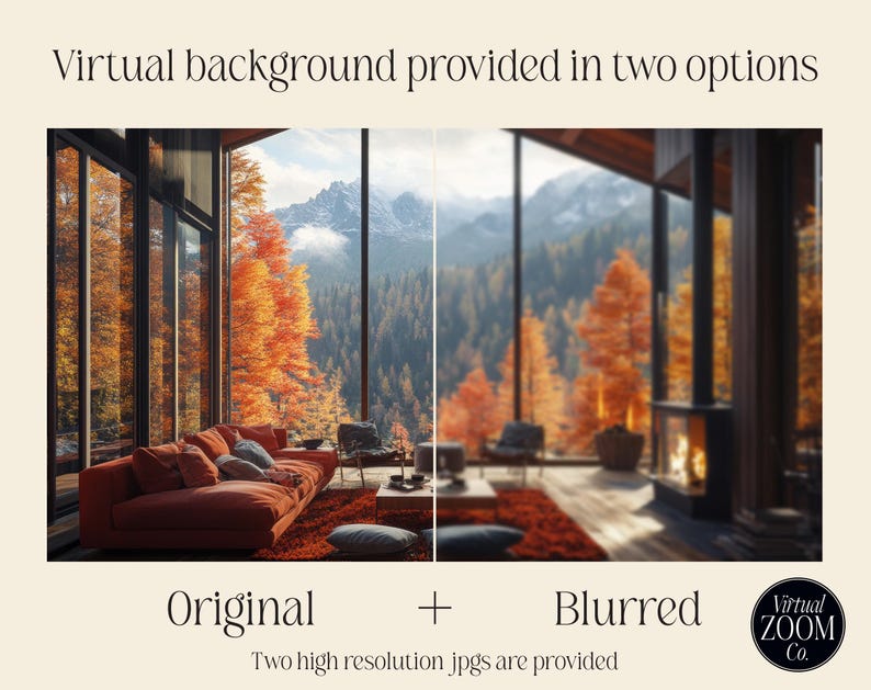 Zoom Background Chalet Cabin With Fireplace Virtual Background Fall ...