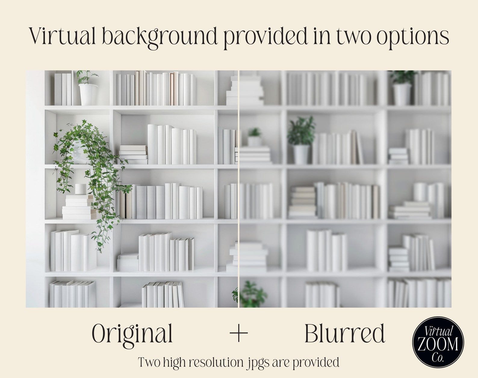Zoom Background White Bookshelf Virtual Background Bookshelf for Zoom ...