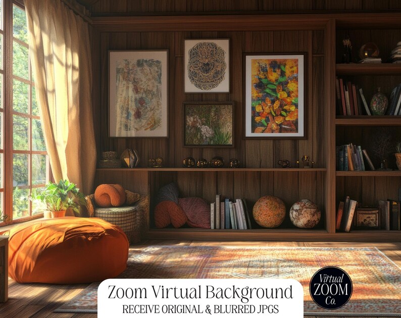 Zoom Background Family Room Professional Zoom Background Wall Art Home ...