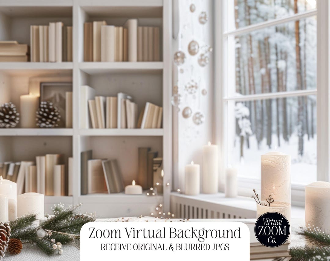 Zoom Background Christmas Themed Zoom Winter Theme Virtual Bookshelf ...