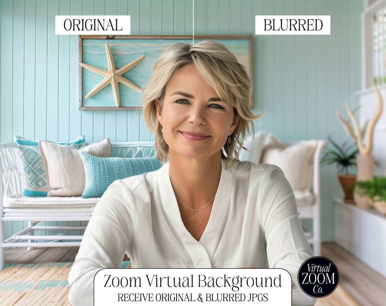 Zoom Background Coastal Beach Boho Home Beach House Summer Beach Home ...