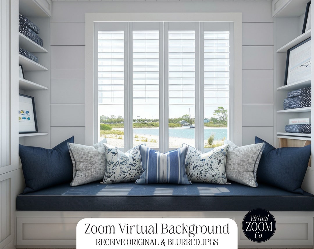 Zoom Background Coastal Hamptons Beach Zoom Window Seat Navy Summer ...