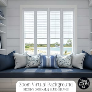 Zoom Background Coastal Hamptons Beach Zoom Window Seat Navy Summer ...