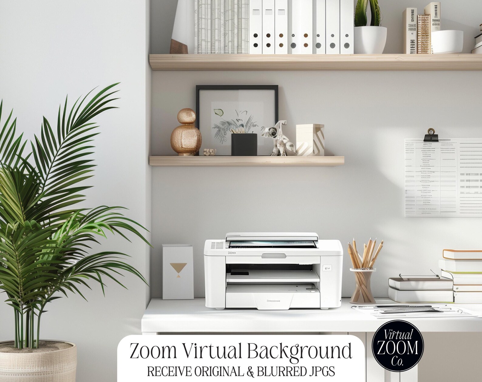 Zoom Background White Home Office With Plants Professional Zoom ...