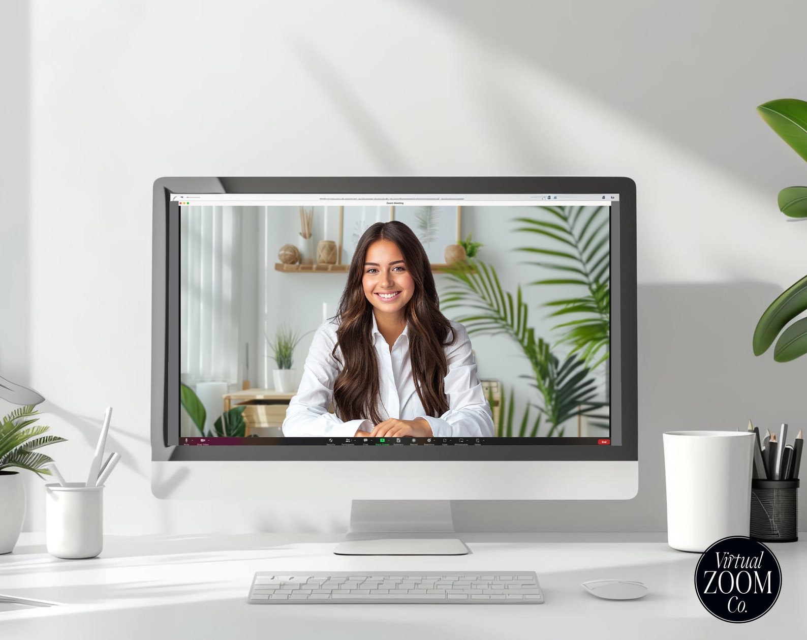 Zoom Background Professional Zoom Home Office With Plants Virtual ...