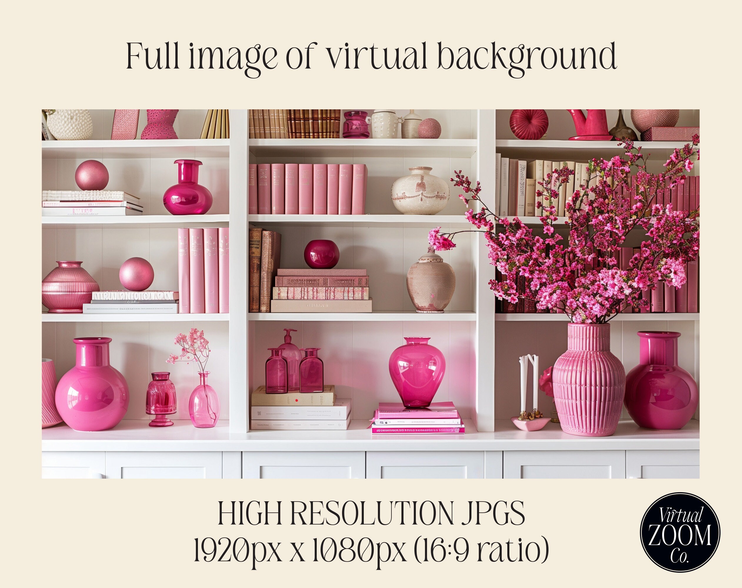 Zoom Background Hot Pink Bookshelf White Bookshelf With Pink ...