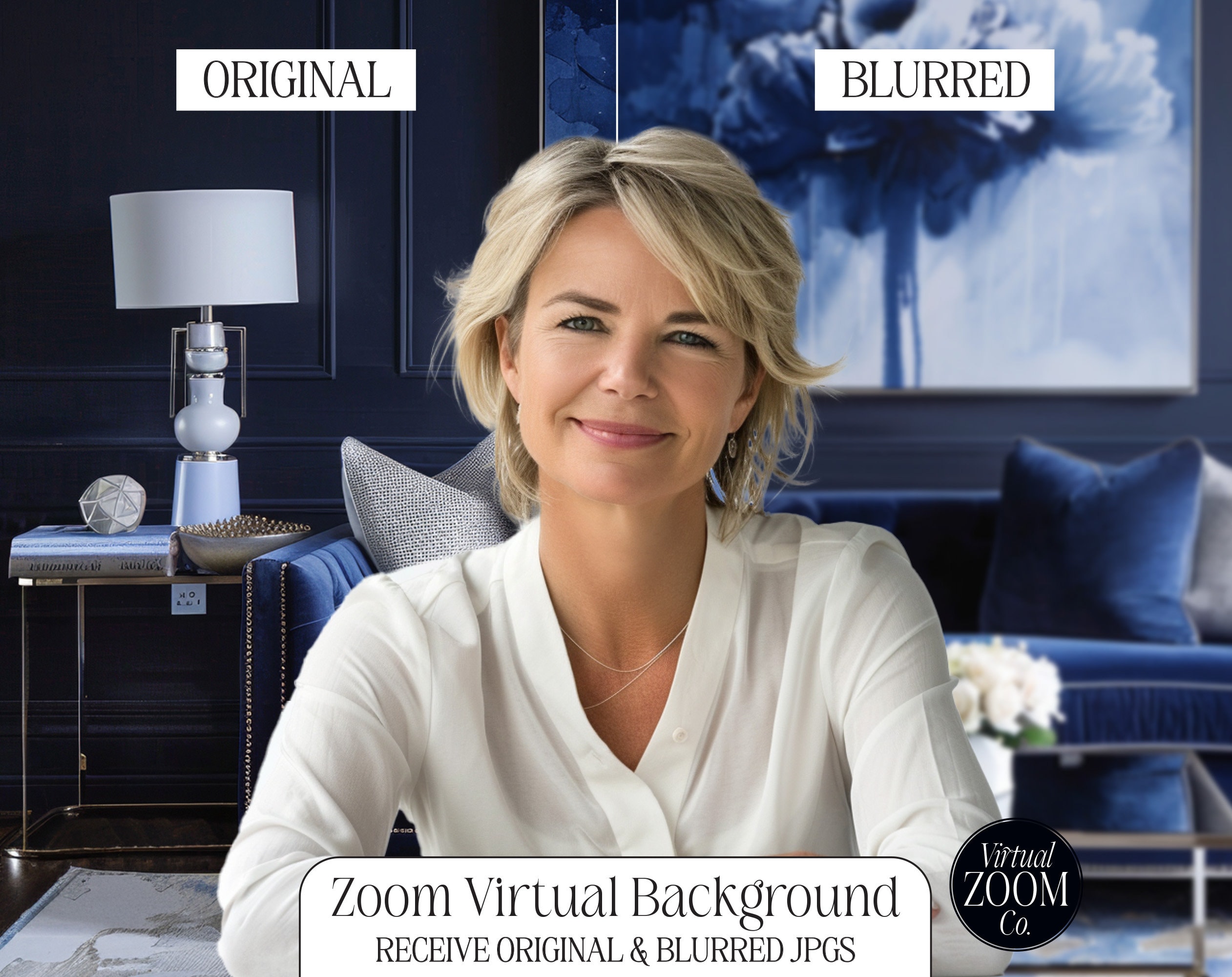 Zoom Background Navy Blue Home Luxury Home Wall Art Zoom Virtual ...