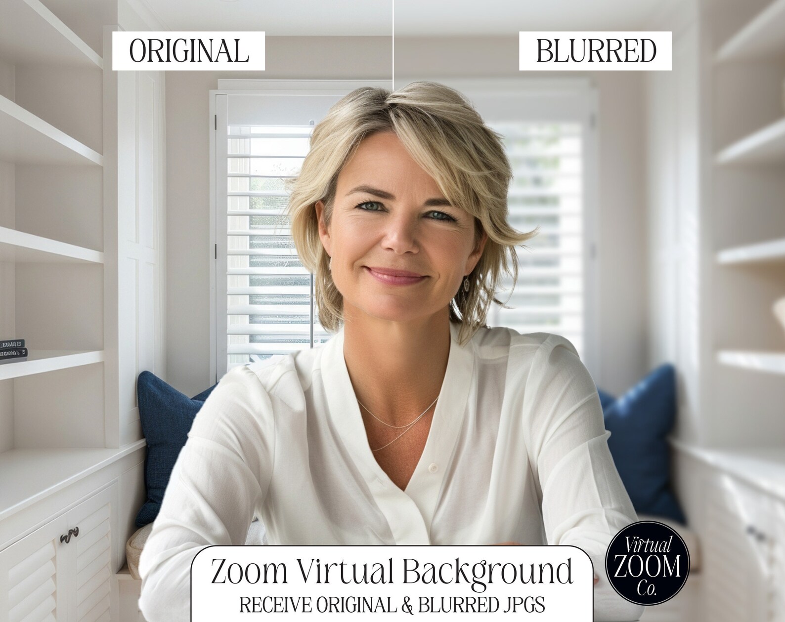 Zoom Background Coastal Hamptons Beach Zoom Window Seat Navy Summer ...