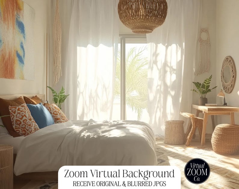 Zoom Background Boho Bedroom Home Zoom Virtual Background Zoom Indoor ...