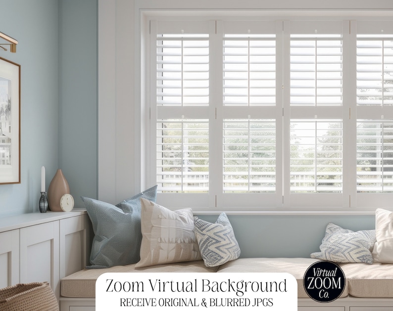 Zoom Background Calming Home Zoom Window Seat Boho Blue Beach Home ...