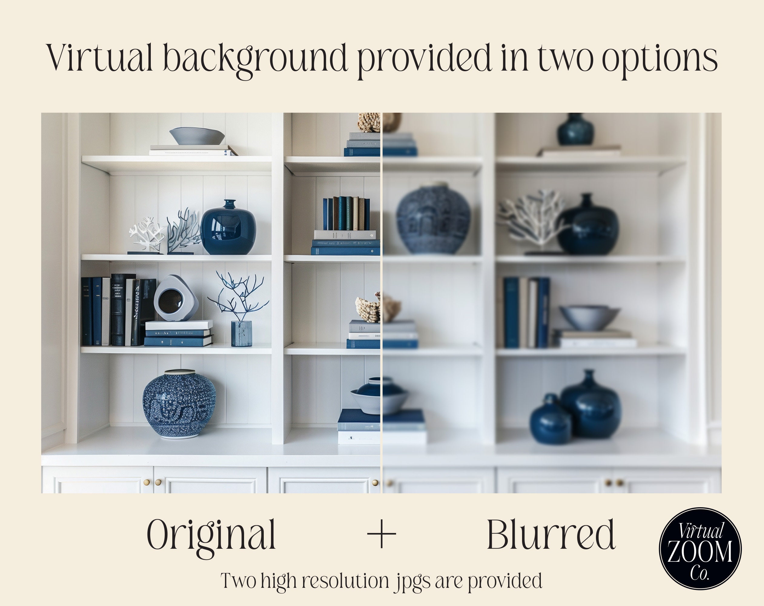 Zoom Background Bookshelf Navy Virtual Background Navy Blue Bookshelf ...