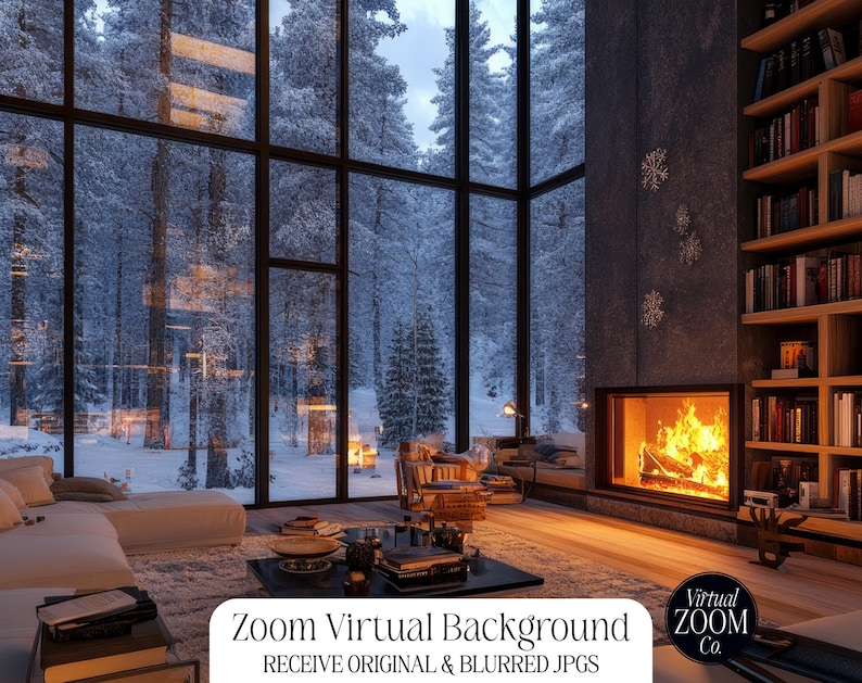 Zoom Background Winter Home Virtual Background Winter Digital ...