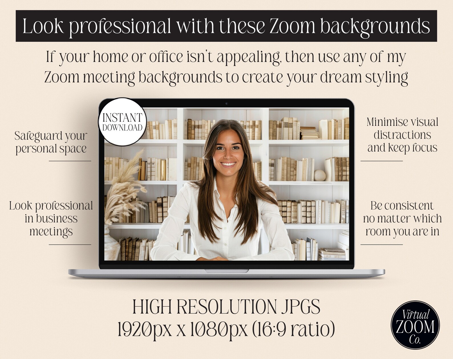 Zoom Background Bookshelf Gold Virtual Background Gold Bookshelf Zoom ...