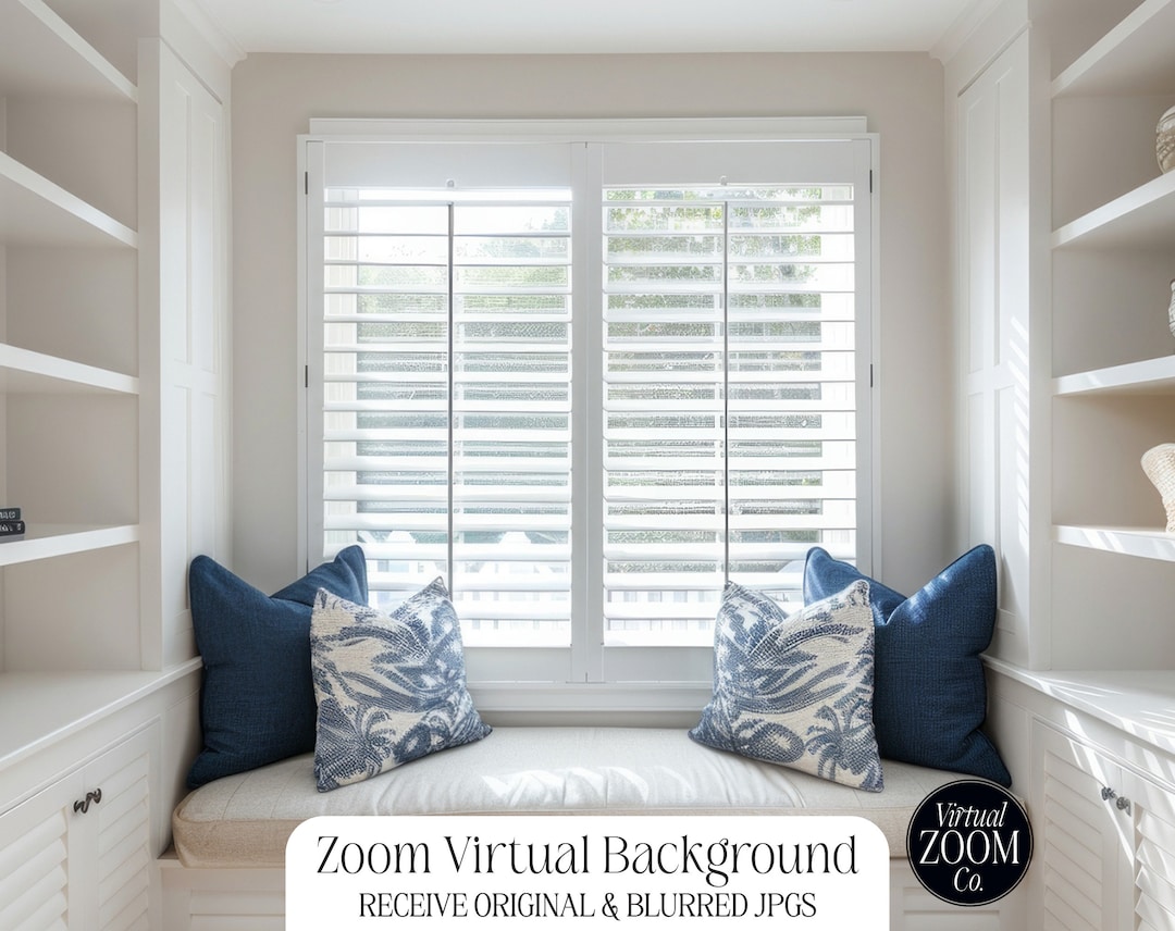 Zoom Background Coastal Hamptons Beach Zoom Window Seat Navy Summer ...