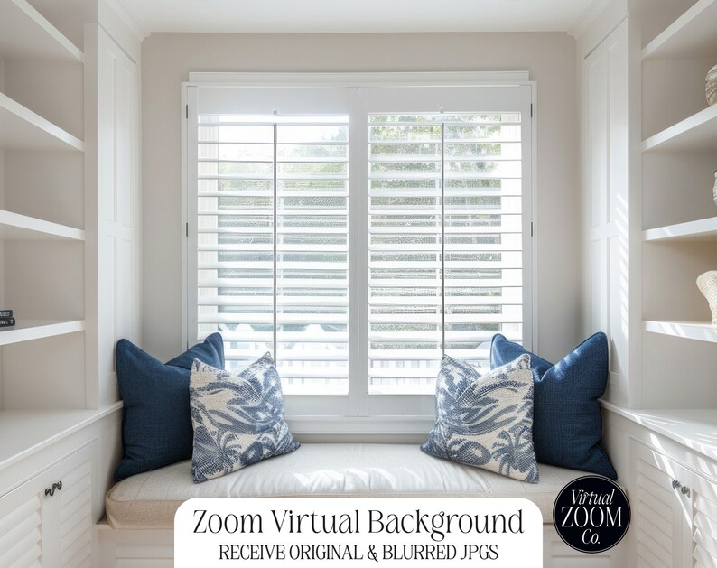 Zoom Background Coastal Hamptons Beach Zoom Window Seat Navy Summer ...