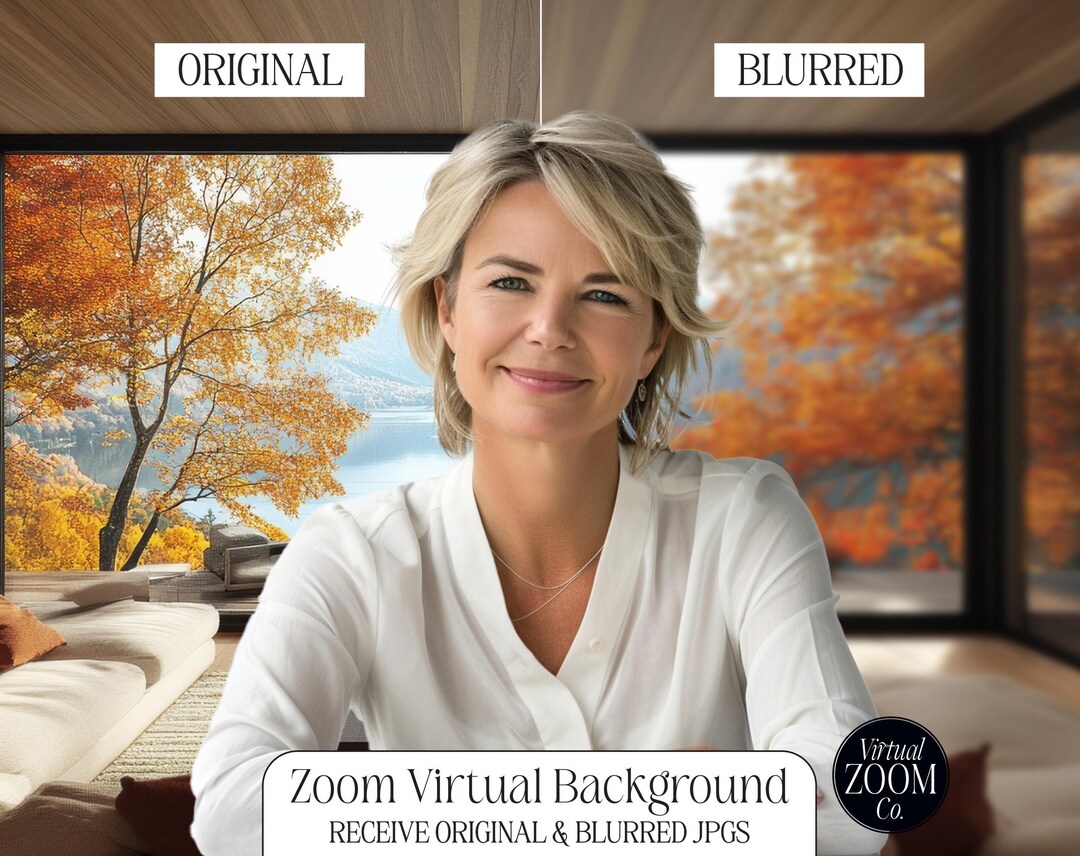 Zoom Background Fall Chalet Cabin With Fireplace Virtual Background ...