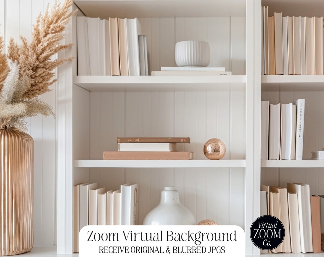 Zoom Background White Bookshelf Rose Gold Bookshelf for Zoom Photo ...