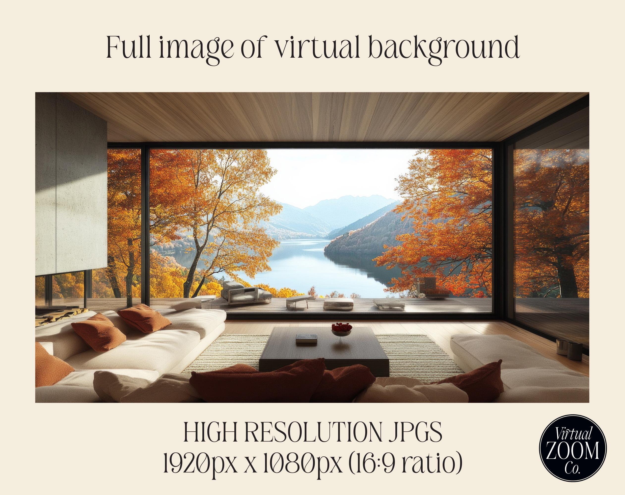 Zoom Background Fall Chalet Cabin With Fireplace Virtual Background ...