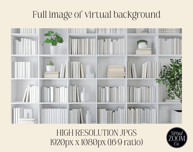Zoom Background White Bookshelf With Plants Virtual Background ...
