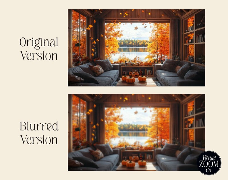 Zoom Background Cabin With Pumpkins Virtual Background Fall Trees Zoom ...