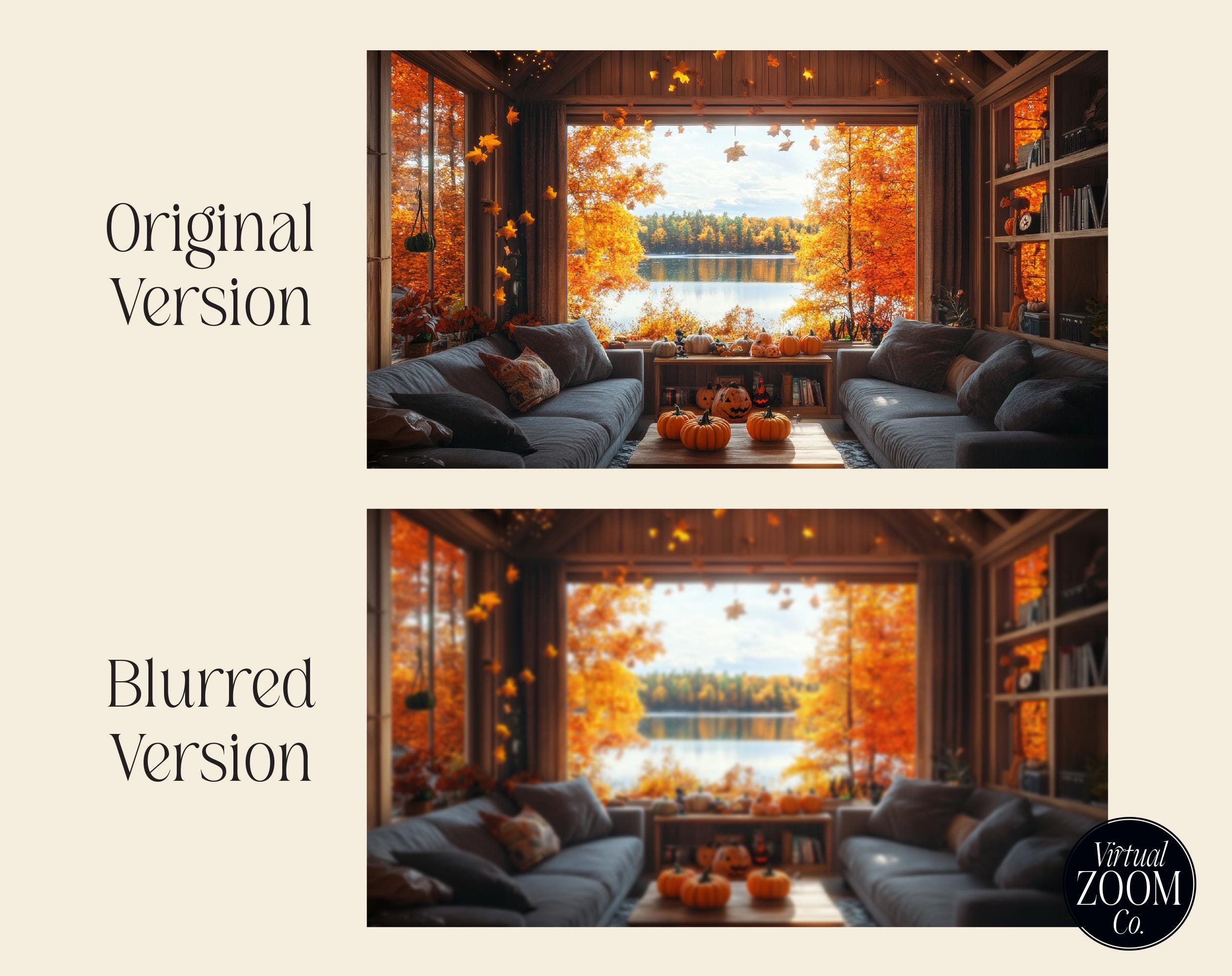 Zoom Background Cabin With Pumpkins Virtual Background Fall Trees Zoom ...