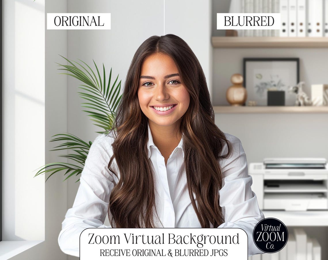 Zoom Background White Home Office With Plants Professional Zoom ...