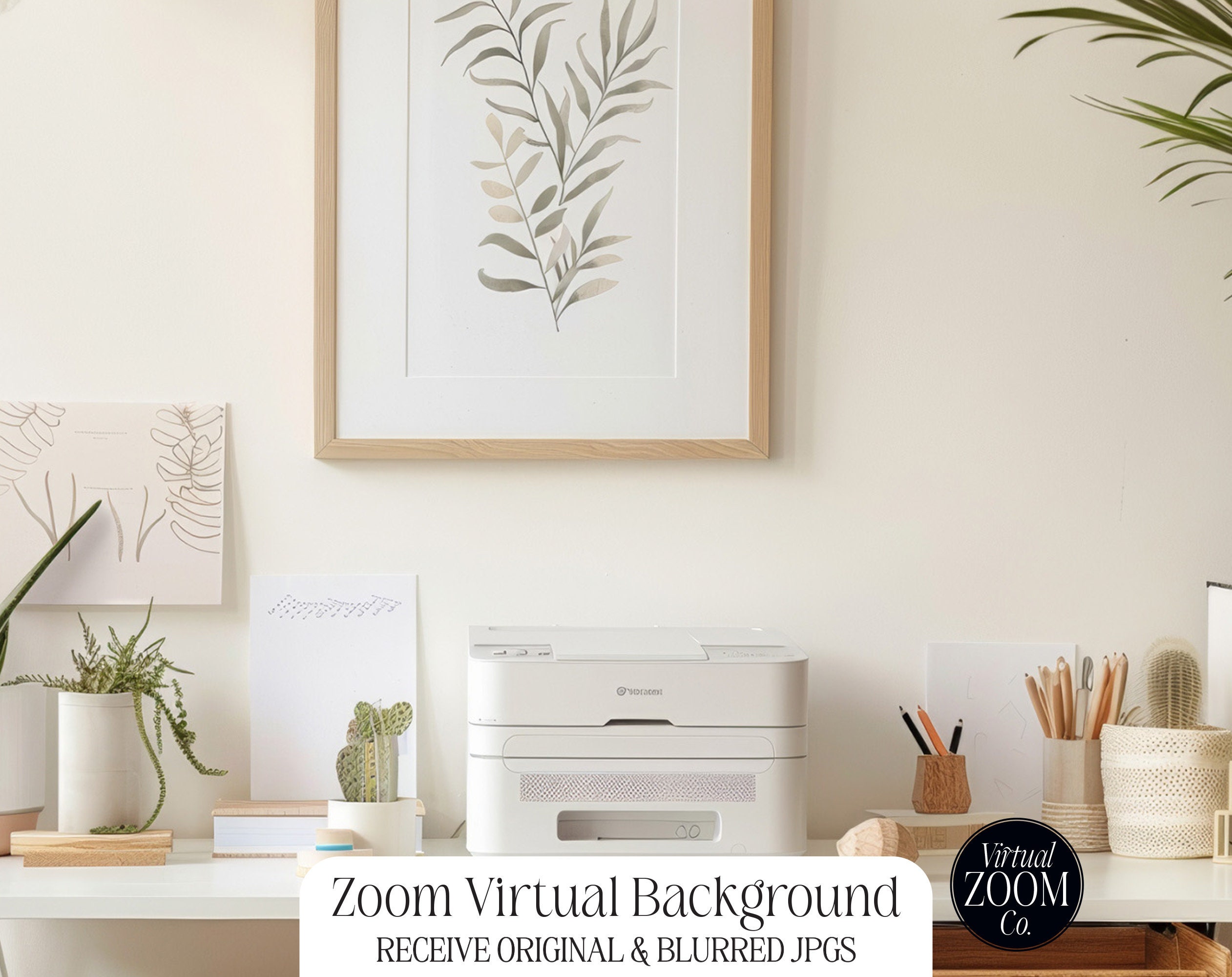 Zoom Background Home Office With Plants Professional Zoom Background ...