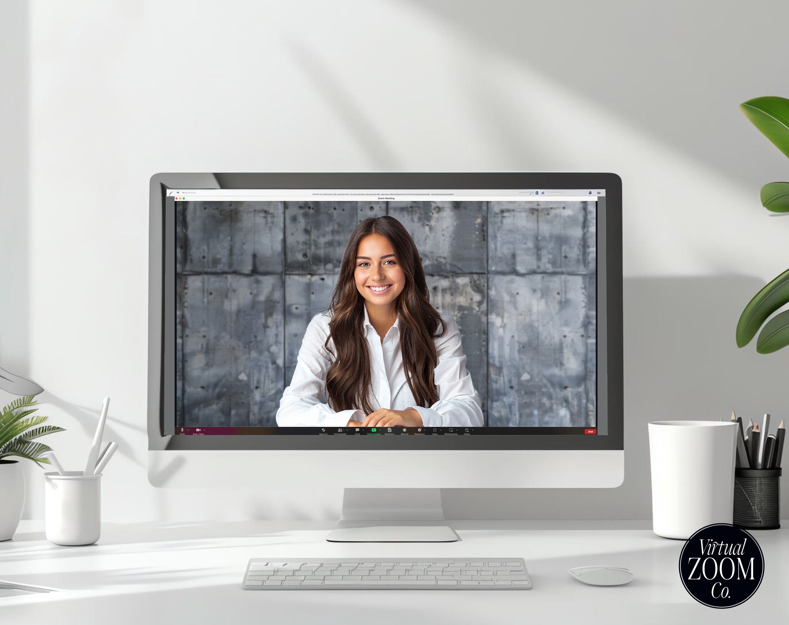 Zoom Background Concrete Room Grey Walls Concrete Wall Virtual ...