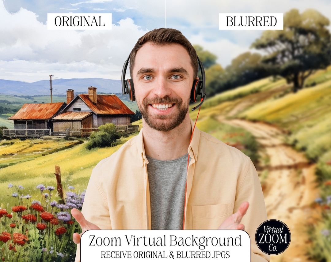 Zoom Background, Country Farm Zoom, Farm Painting, Countryside Art ...