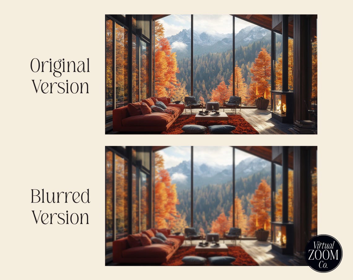 Zoom Background Chalet Cabin With Fireplace Virtual Background Fall ...