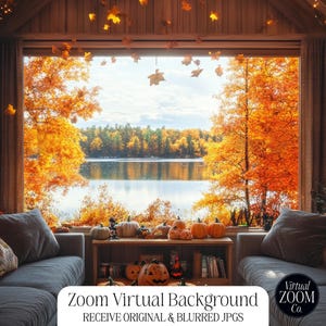 Zoom Background Cabin With Pumpkins Virtual Background Fall Trees Zoom ...