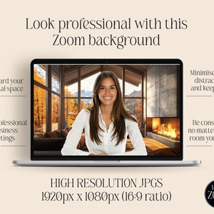 Zoom Background Chalet Cabin With Fireplace Virtual Background Fall ...