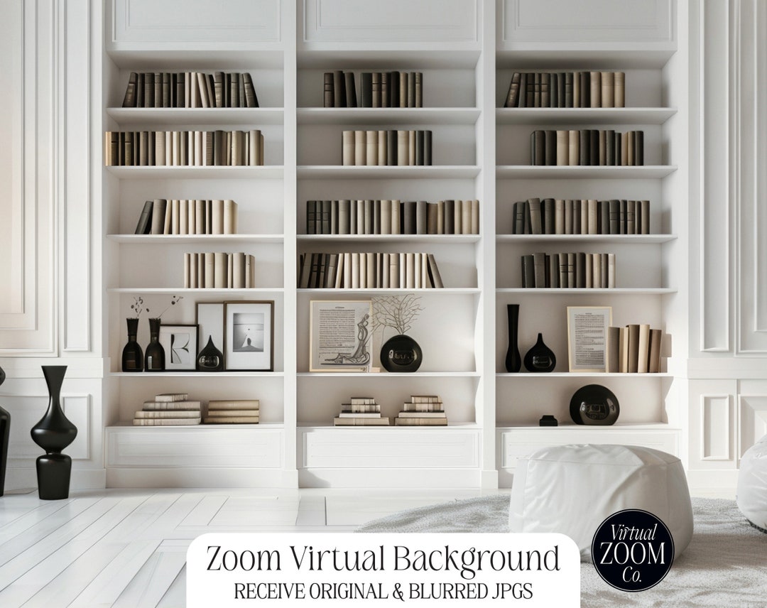 Zoom Background Black Books on Bookshelf Virtual Background Bookshelf ...
