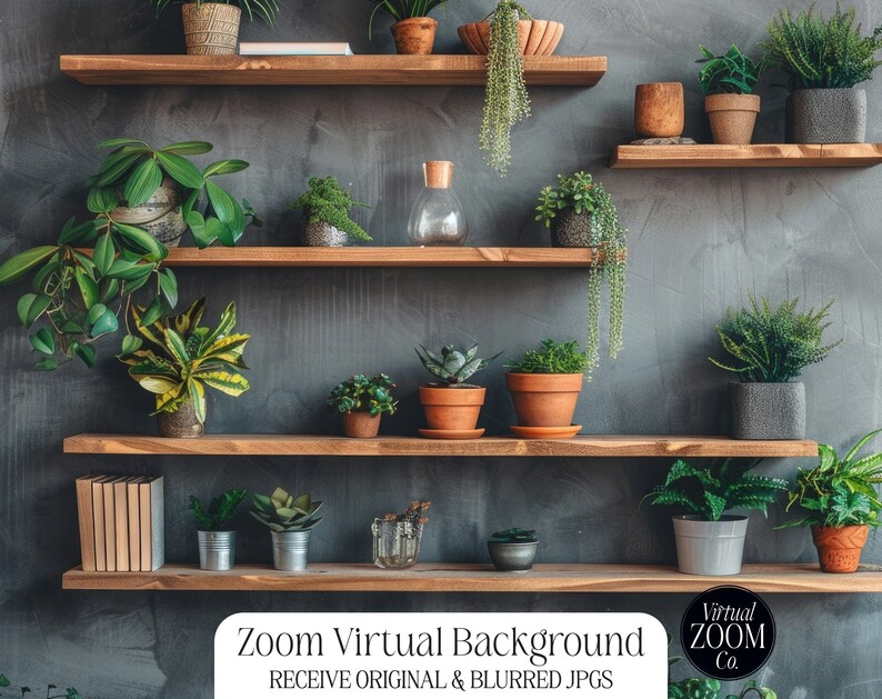 Zoom Background Plants on Shelves Virtual Background Indoor Plants Zoom ...