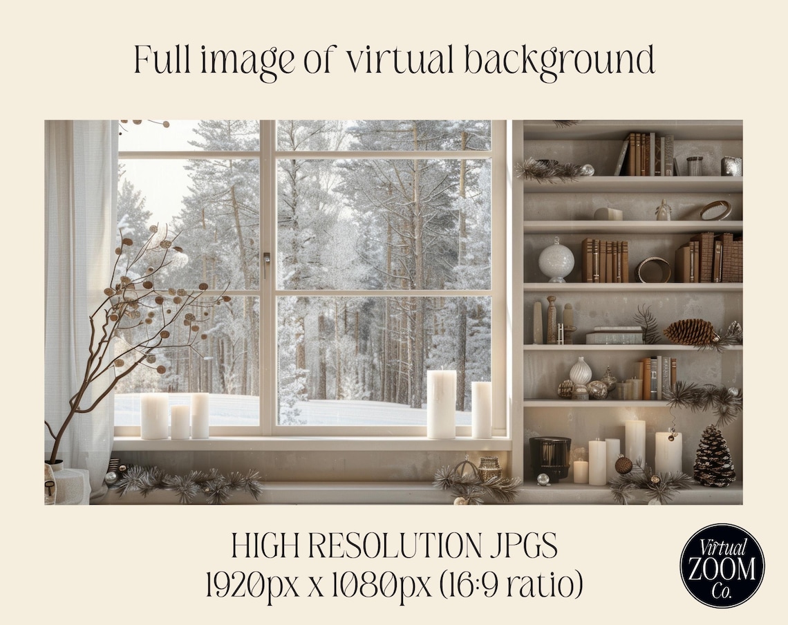 Zoom Background Snow Christmas Zoom Winter Theme Virtual Bookshelf ...