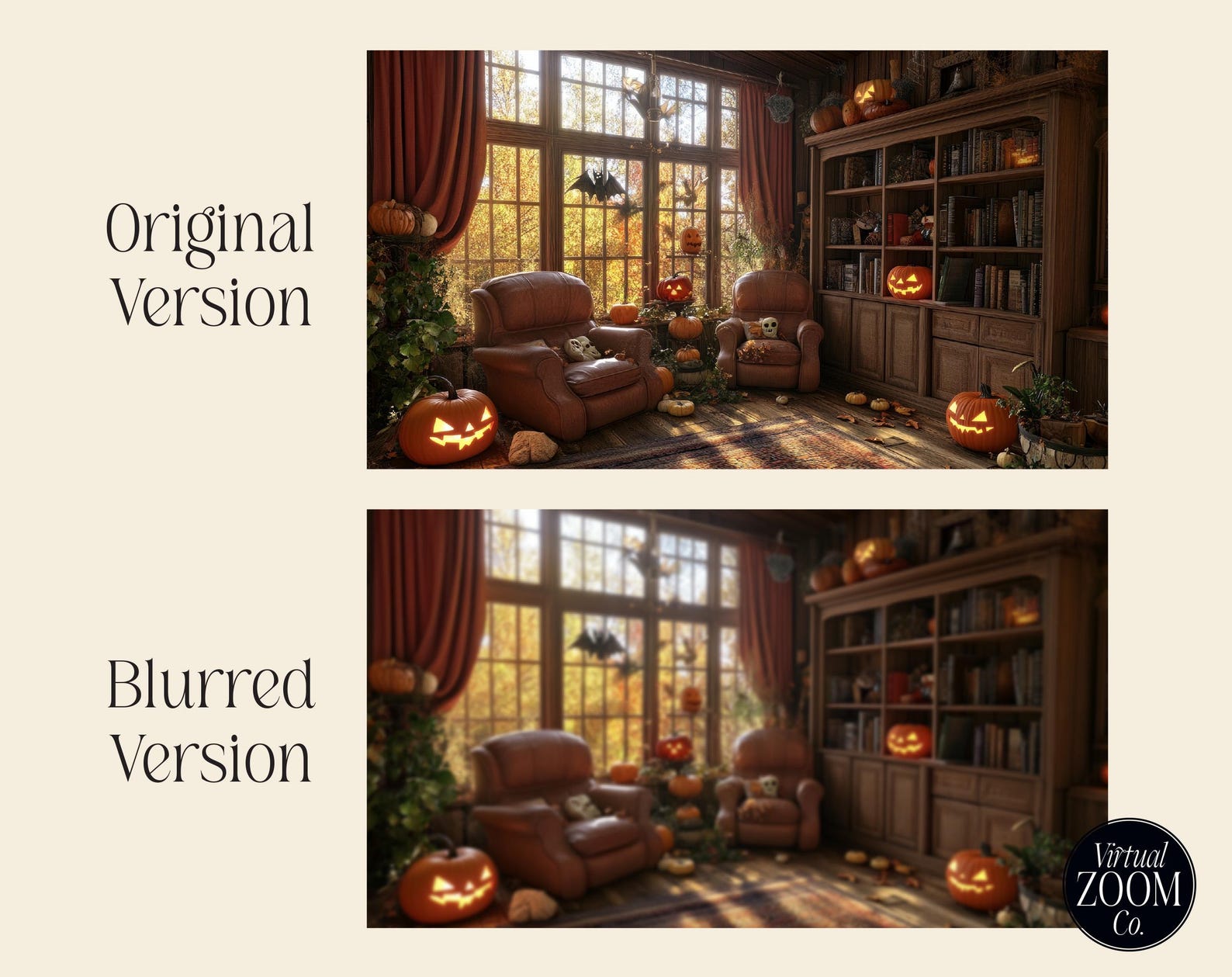 Zoom Background Cabin With Pumpkins Virtual Background Fall Trees Zoom ...