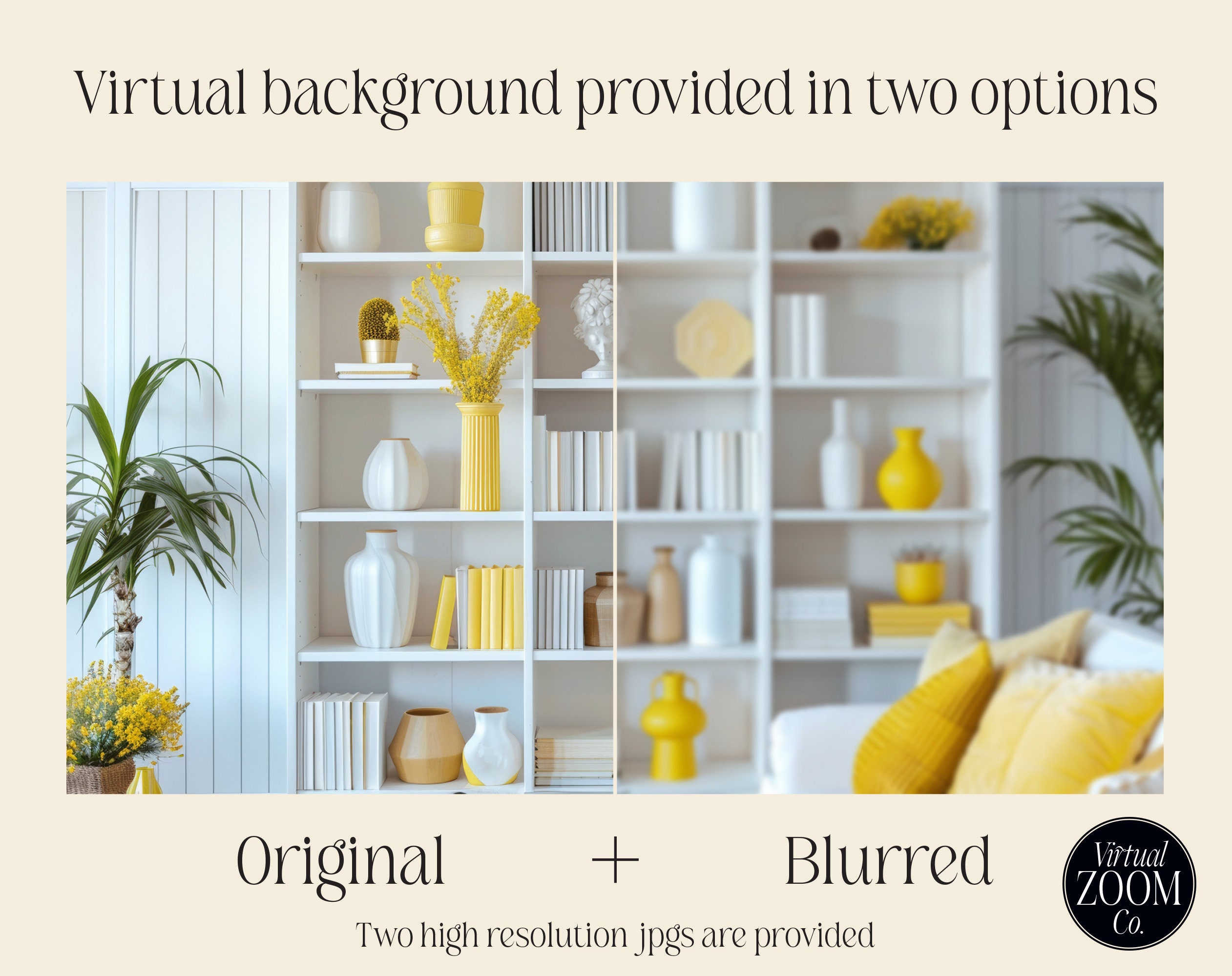 Zoom Background, Bookshelf With Yellow, Virtual Background Bookshelf ...