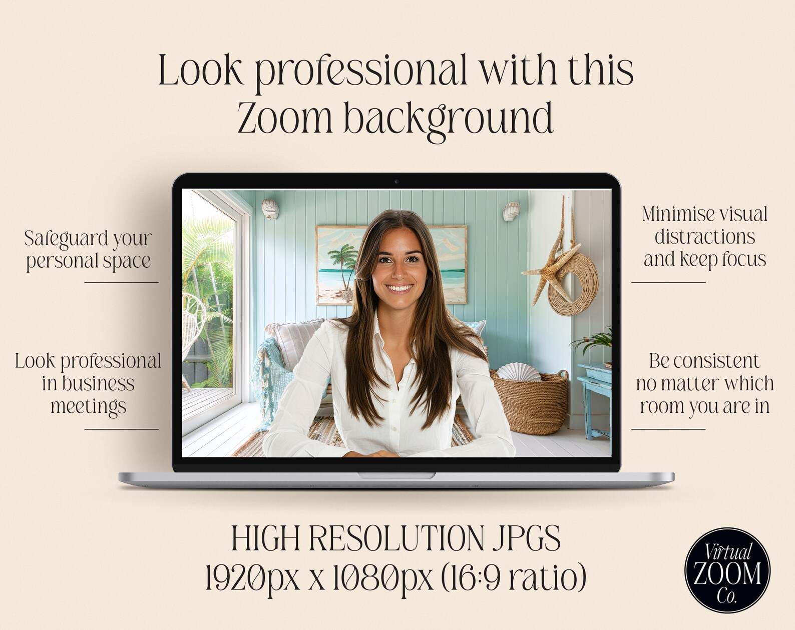 Zoom Background Coastal Beach Zoom Boho Home Beach House Summer Beach ...