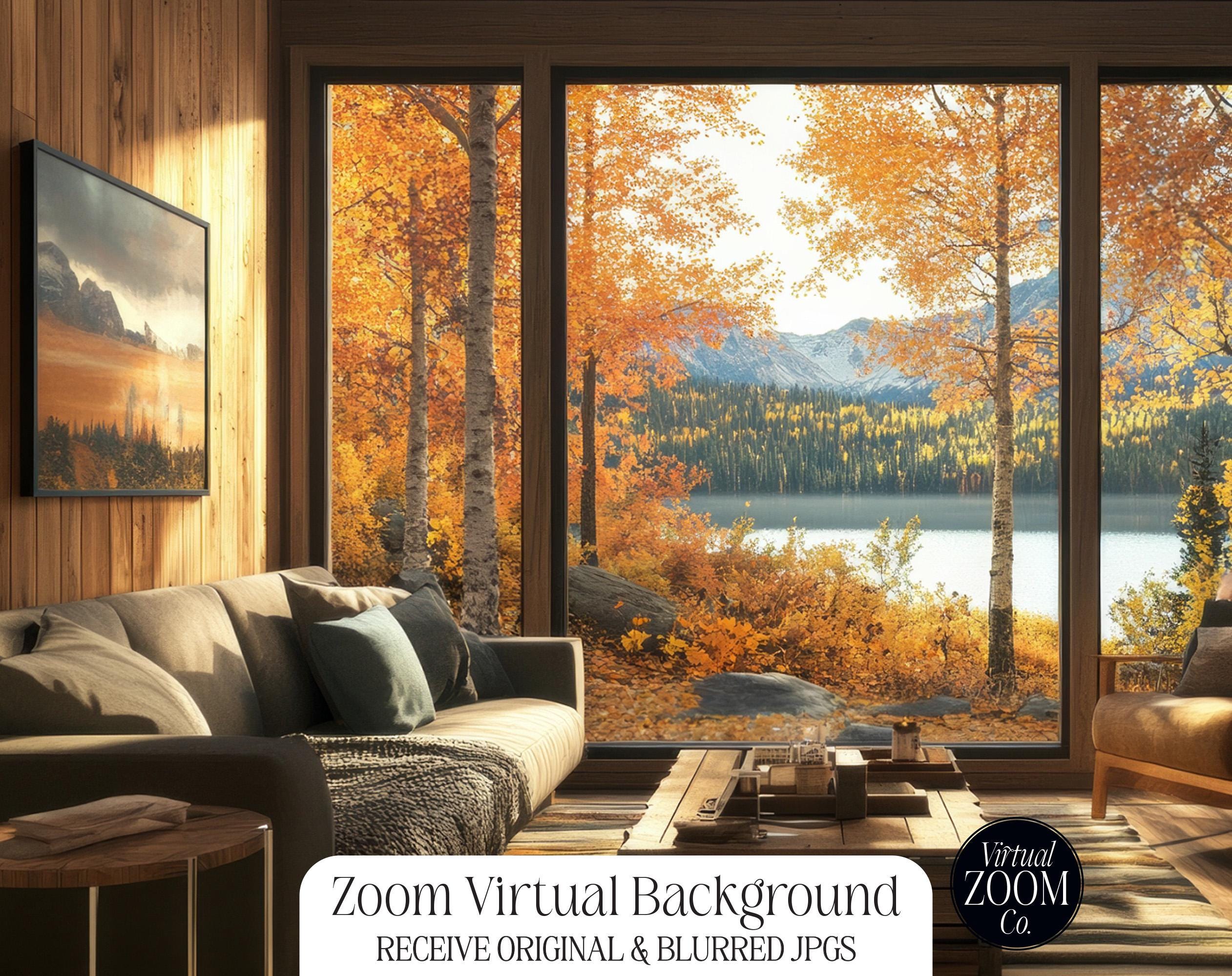 Zoom Background Chalet Cabin With Fireplace Virtual Background Fall ...