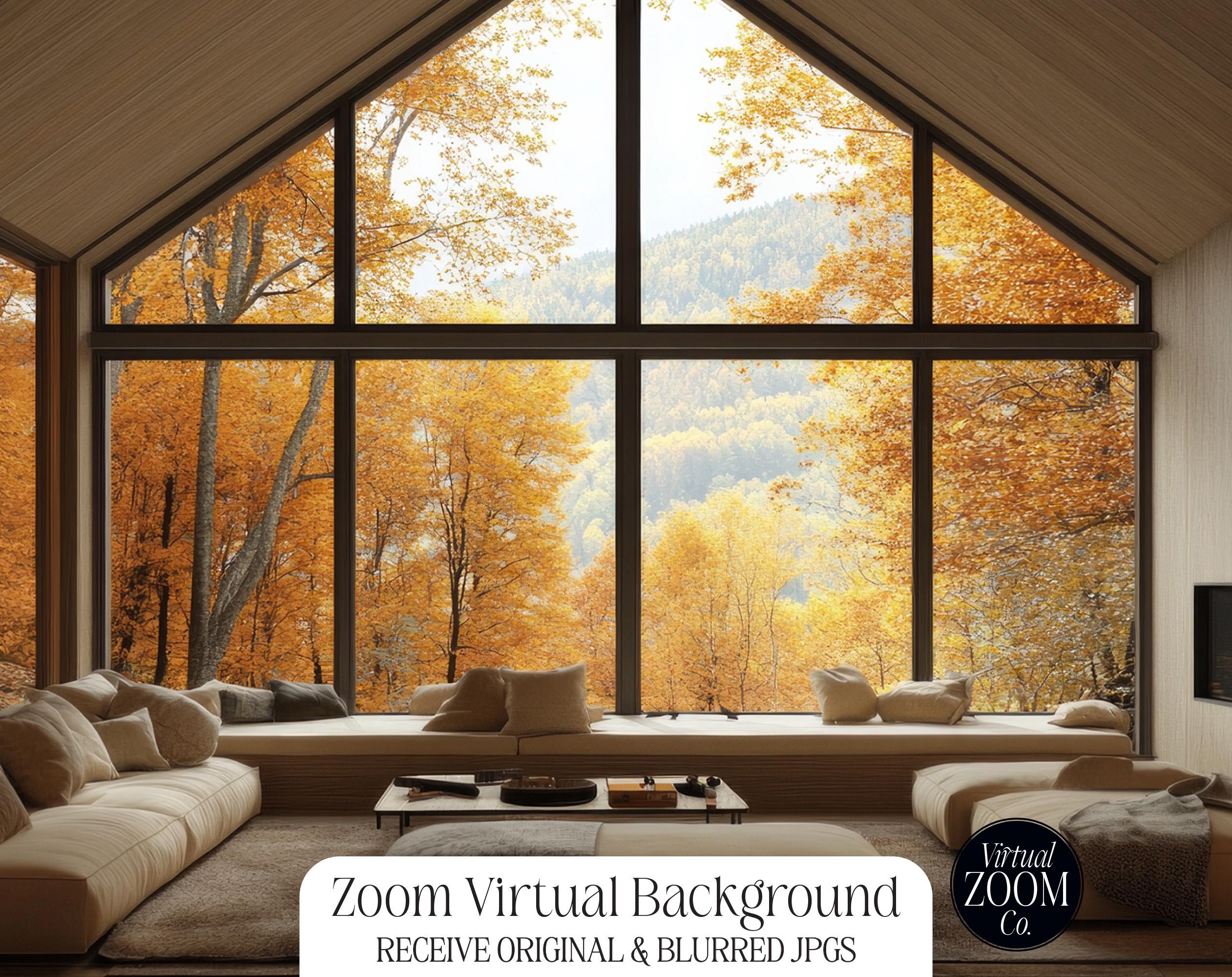 Zoom Background Chalet Cabin With Fireplace Virtual Background Fall ...