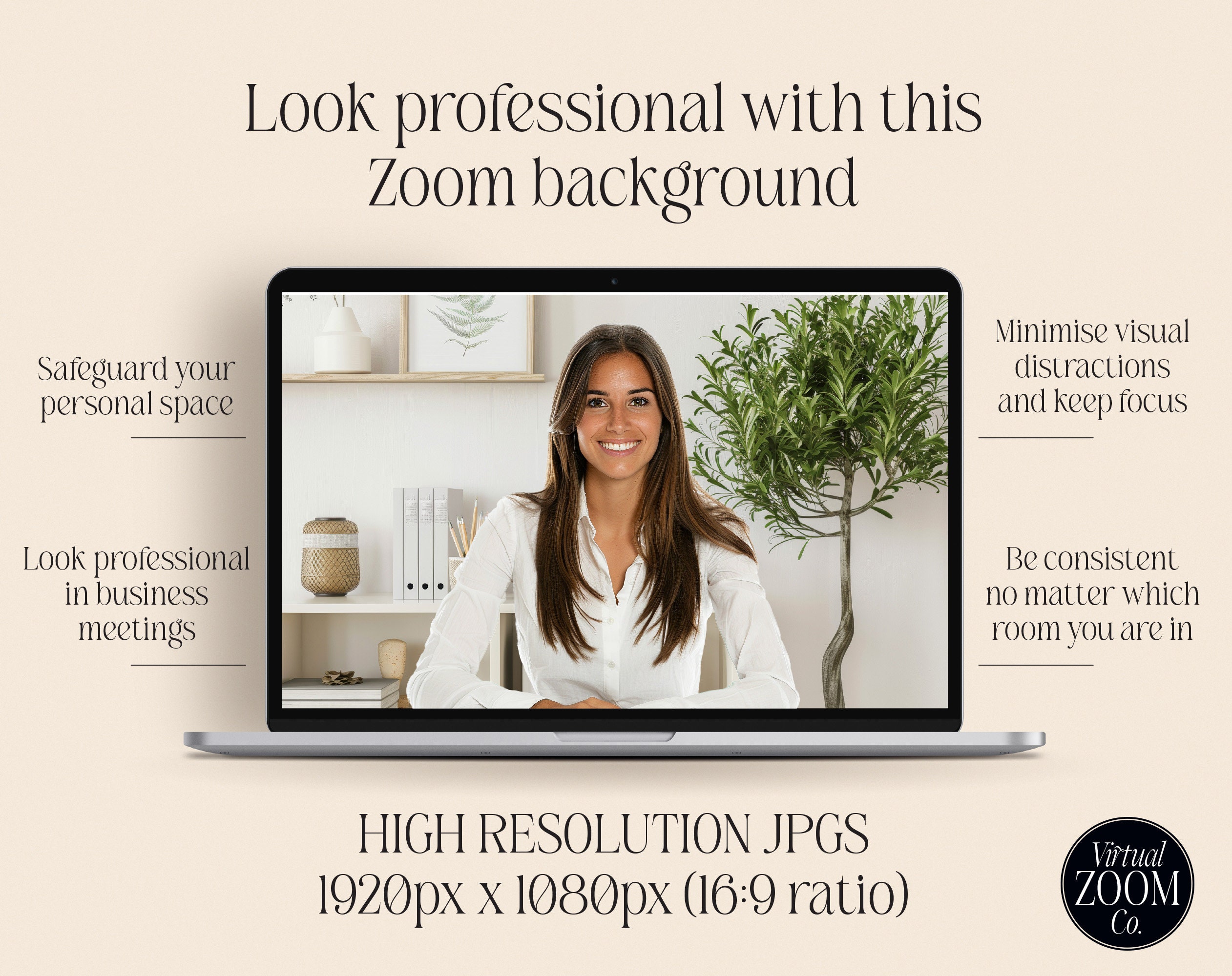 Zoom Background Home Office With Plants Professional Virtual Background ...