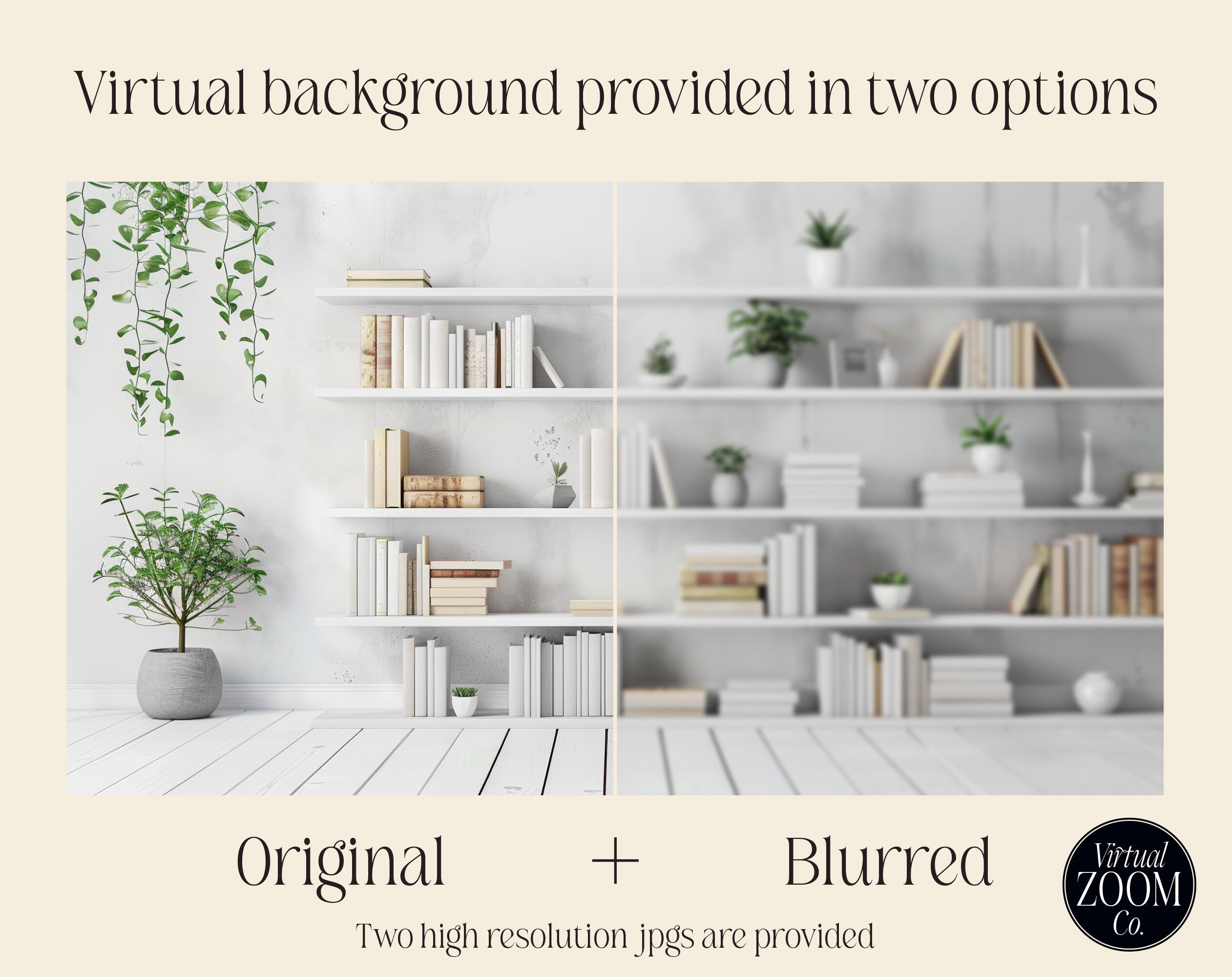 Zoom Background White Bookshelf With Plants Bookshelf for Zoom Meeting ...
